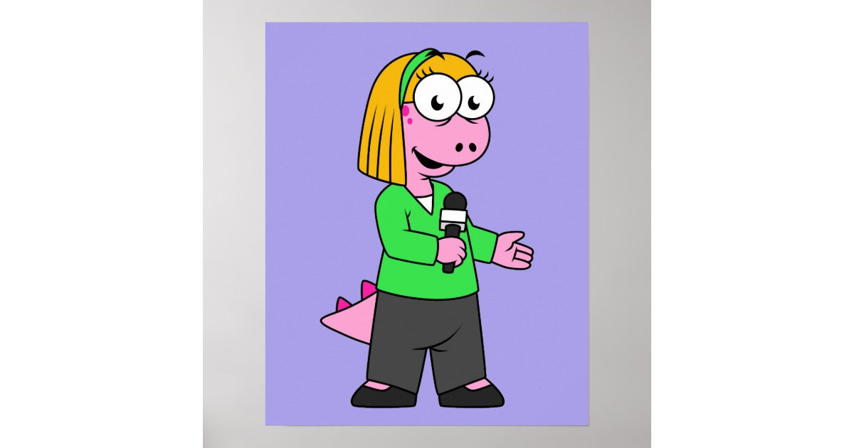 アロサウルスのニュース記者のイラストレーション。 ポスター | Zazzle.co.jp