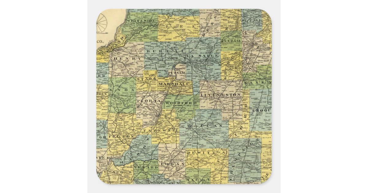 イリノイの地図2 スクエアシール | Zazzle.co.jp
