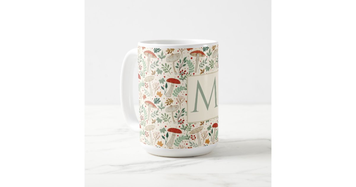 キュート秋葉マッシュルームイラストレーション コーヒーマグカップ | Zazzle.co.jp