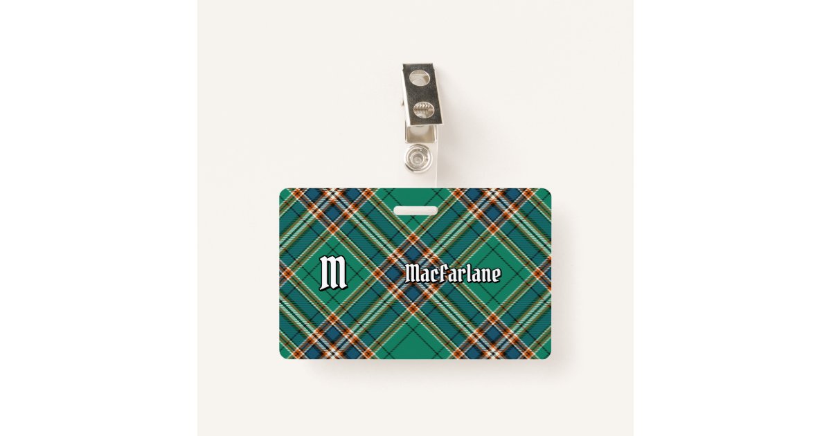 クランマクファーレン古代狩りタータンチェック バッジ | Zazzle.co.jp