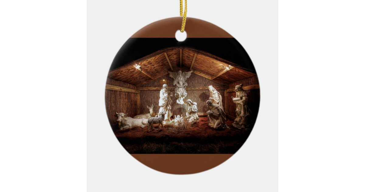クリスマスアドベンツイエズス出生マンガーシーン セラミックオーナメント | Zazzle.co.jp