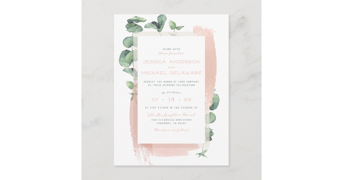 グラムセージ絵を描グロン枝の特結婚別 インビテーションポストカード | Zazzle.co.jp