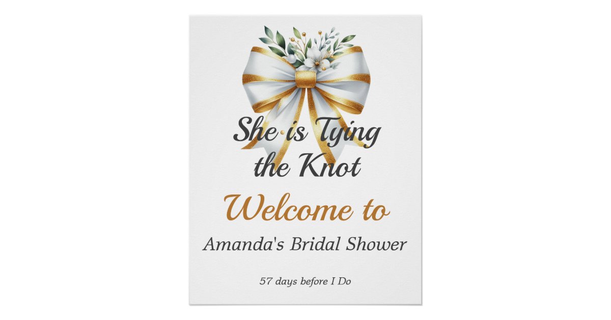 タイイングザノットホワイトボウフローラブライダルシャワー ポスター | Zazzle.co.jp