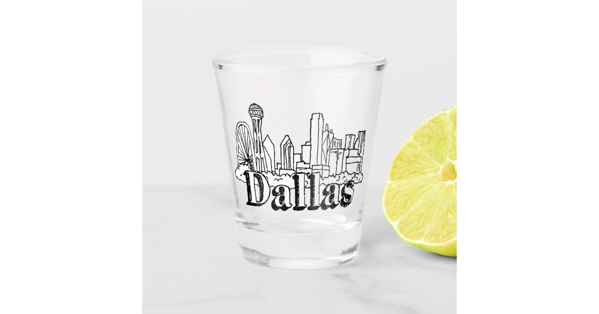 ダラススカイラインアートデザインダラススカイラインデザイン ショットグラス | Zazzle.co.jp