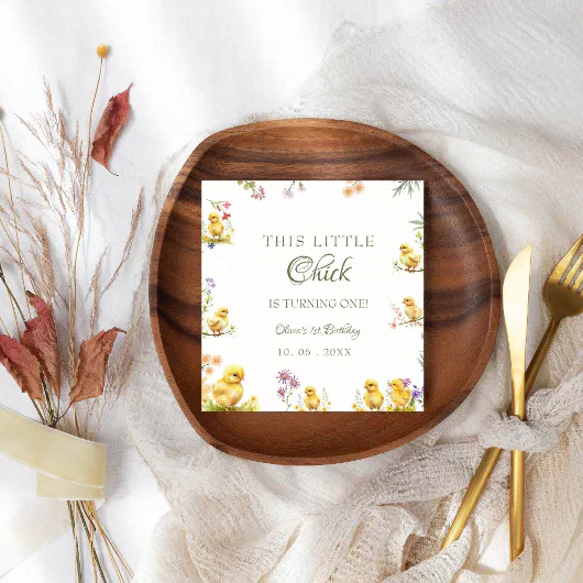 チキン1歳の誕生日このシックは1人の誕生日 スタンダードカクテルナプキン | Zazzle.co.jp