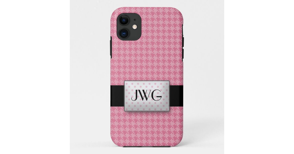 ピンク千鳥格子のモノグラムiPhone 5ケース Case-Mate iPhoneケース | Zazzle.co.jp