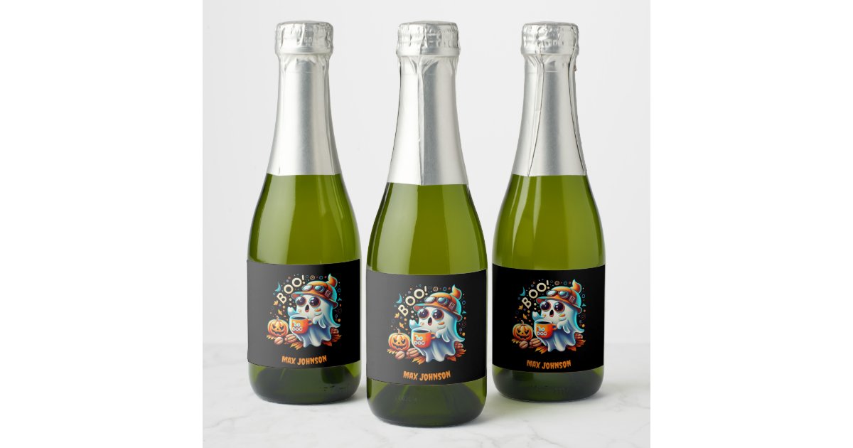 ブー！ハロウィーン – オレンジブラック スパークリングワインラベル | Zazzle.co.jp