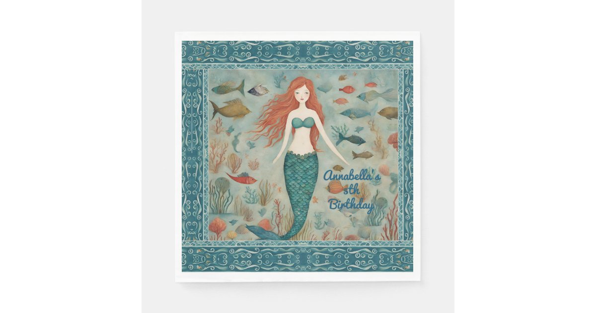 マーメイド誕生日 スタンダードランチョンナプキン | Zazzle.co.jp