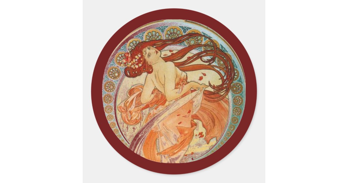 ミュシャ ラウンドシール | Zazzle.co.jp