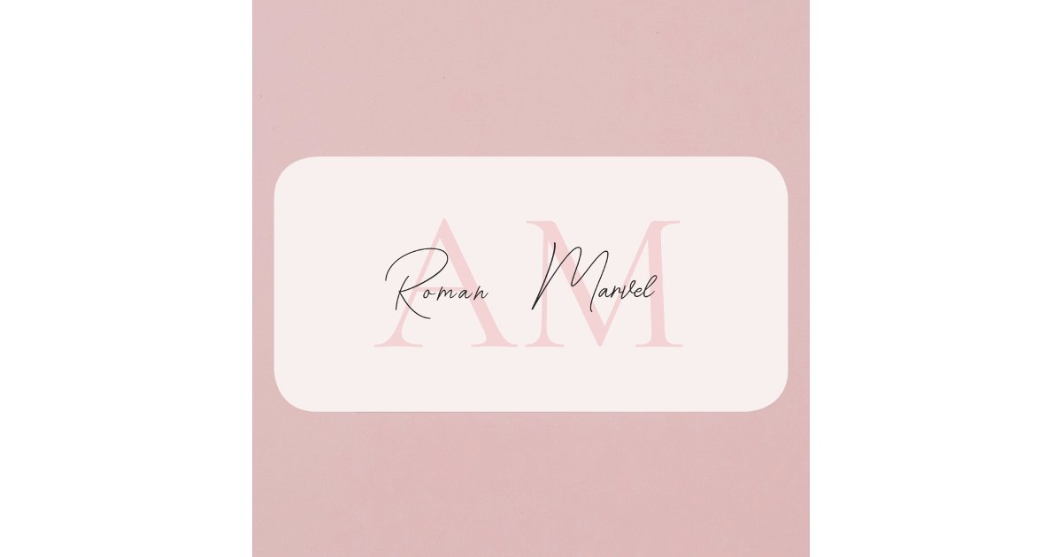 モノグラムミニマルイニシャル&ネームパステルピンク 名札 | Zazzle.co.jp