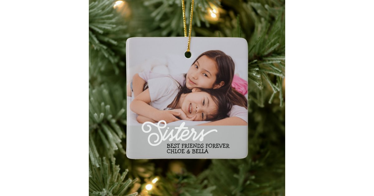 姉妹の写真のパーソナライズ セラミックオーナメント | Zazzle.co.jp