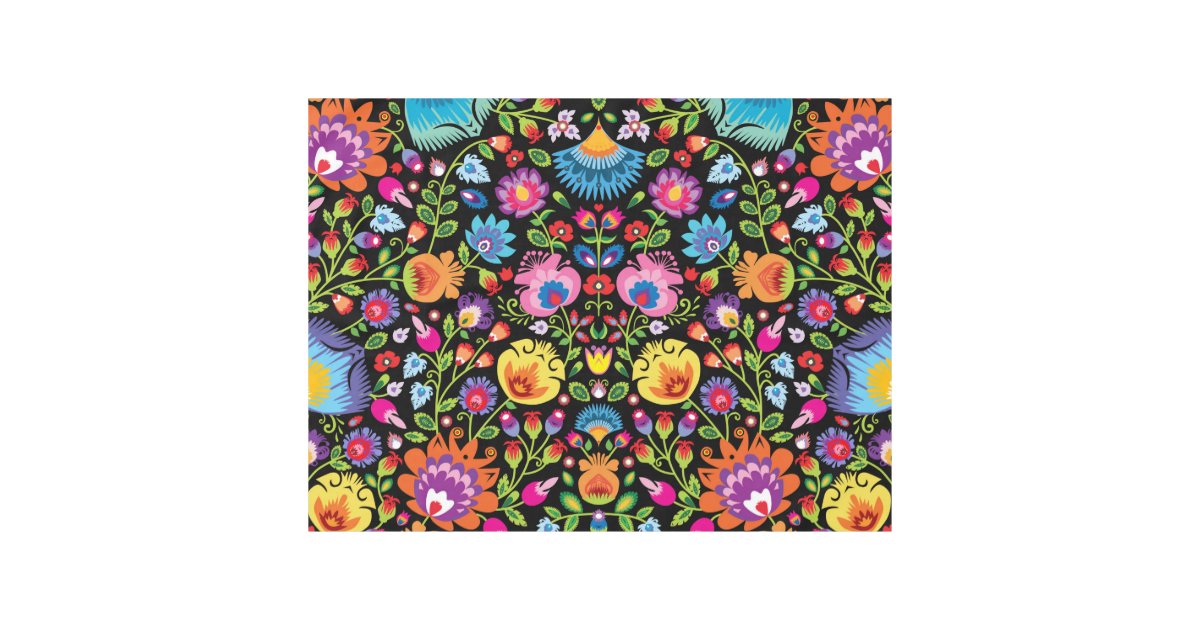 民俗学の花ワイシナンキブラック テーブルクロス | Zazzle.co.jp