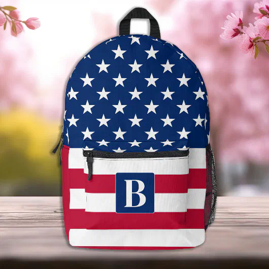 米国国旗のスターパーソナライズされたズ&ストライプ プリントバックパック | Zazzle.co.jp