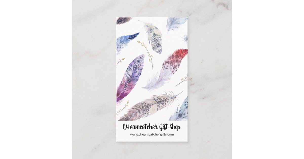 縦型水彩羽名刺 名刺 | Zazzle.co.jp
